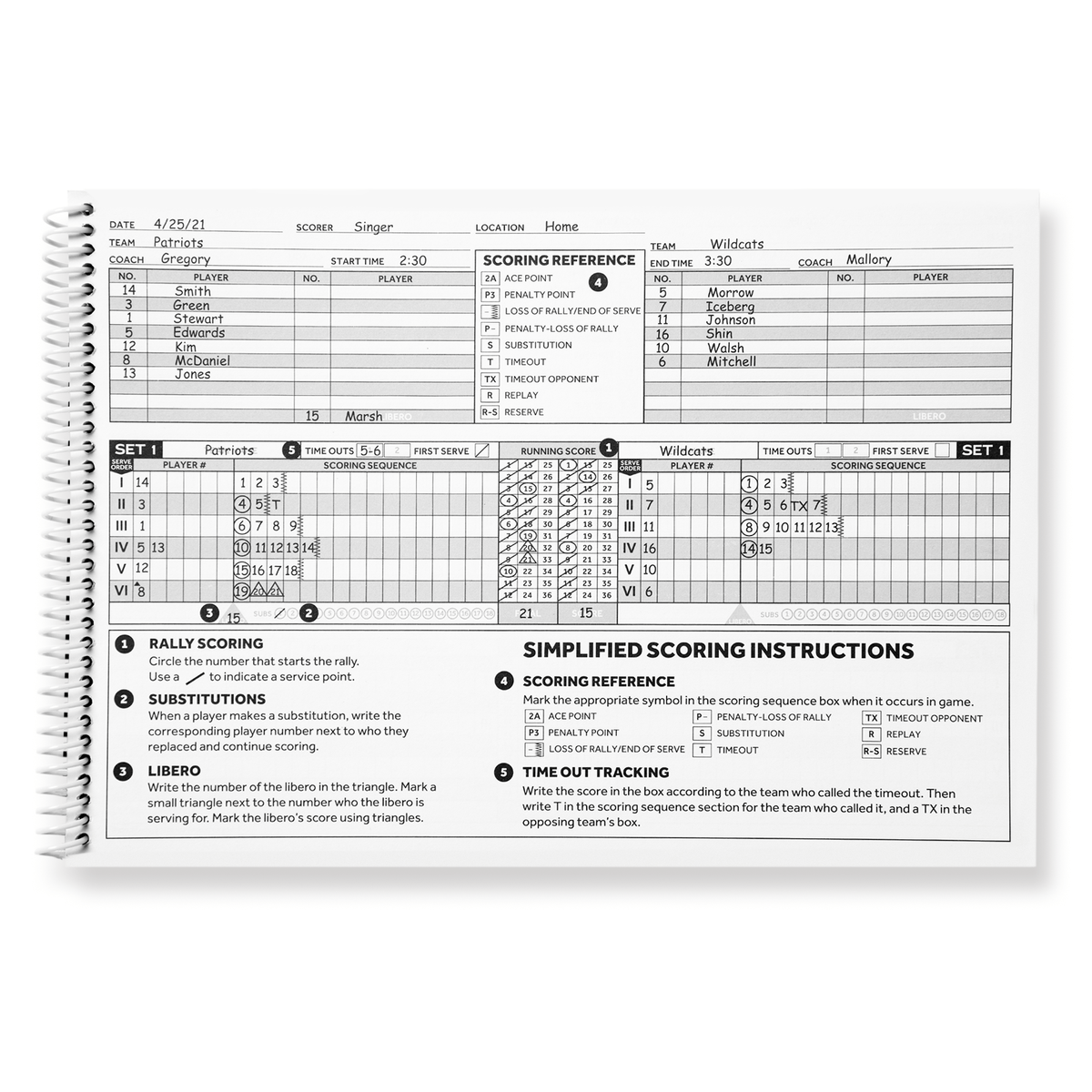 Murray Sporting Goods Volleyball Scorebook - 30 Matches